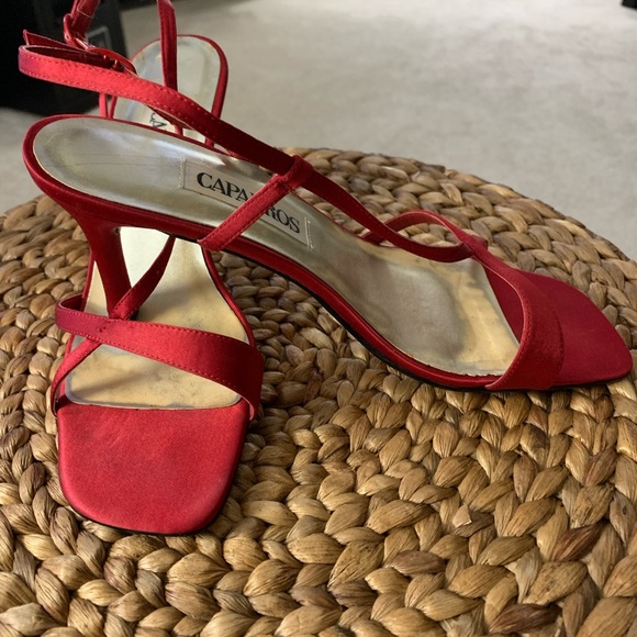 Caparros | Shoes | Red Satan And Leather Bottom High Heel Dress Shoes 7 ...